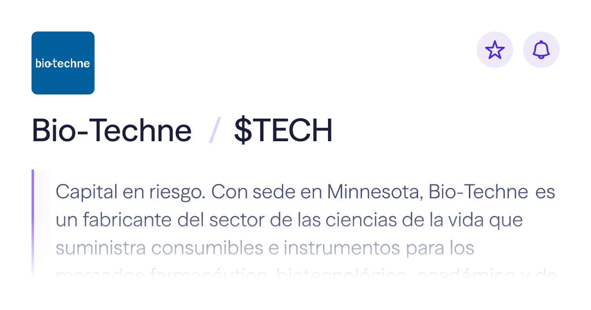 Compra acciones de Bio-Techne | Precio de $TECH | Lightyear