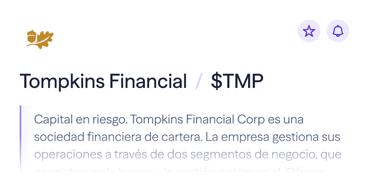 Compra acciones de Tompkins Financial | Precio de $TMP | Lightyear