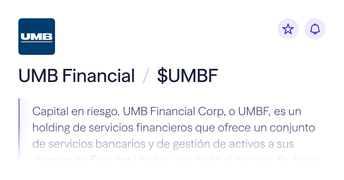 Compra acciones de UMB Financial | Precio de $UMBF | Lightyear