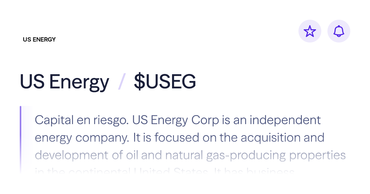 Compra acciones de US Energy | Precio de $USEG | Lightyear