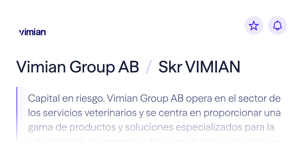 Compra acciones de Vimian Group AB (publ) | Precio de SkrVIMIAN | Lightyear