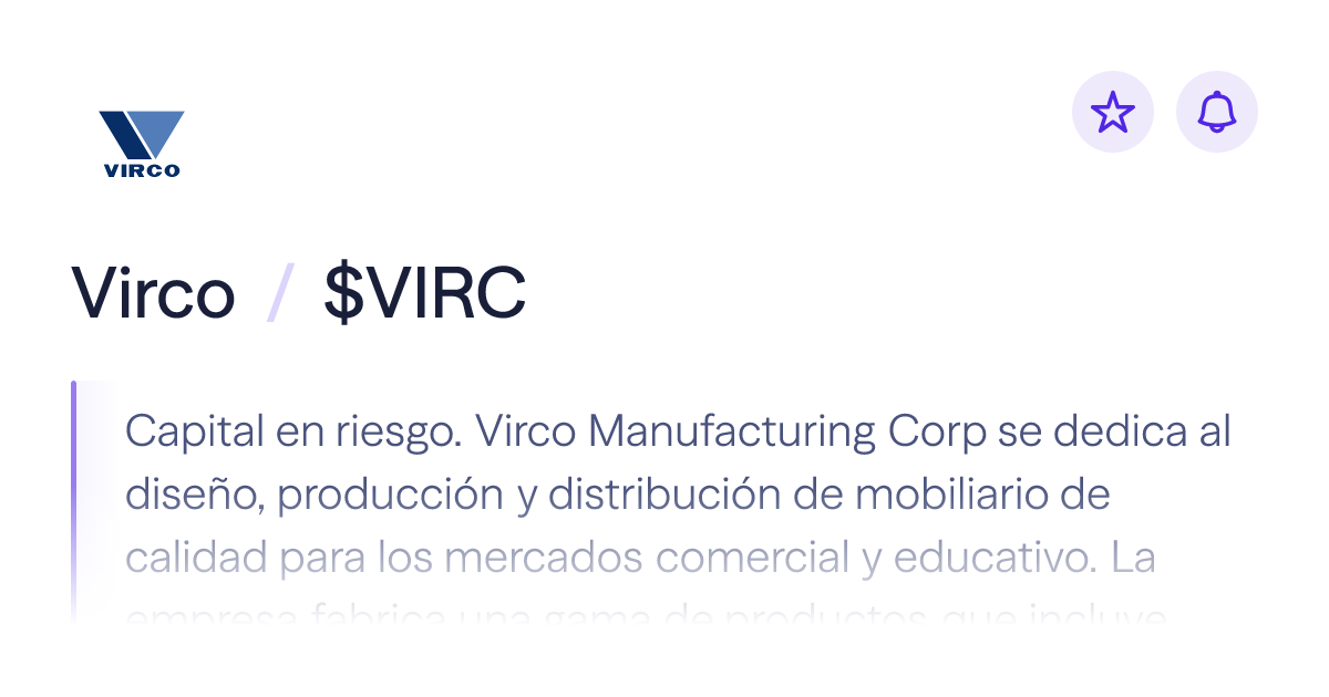 Compra acciones de Virco | Precio de $VIRC | Lightyear