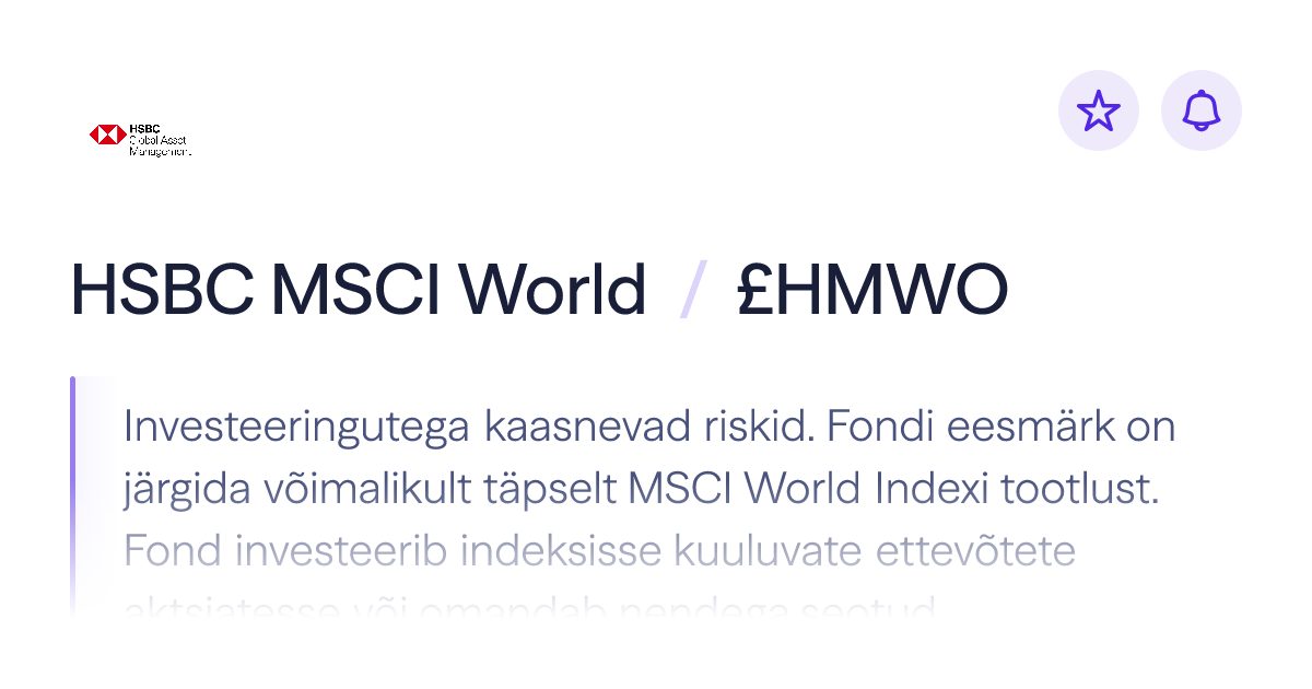 Osta HSBC MSCI World ETFe (£HMWO) | Lightyear