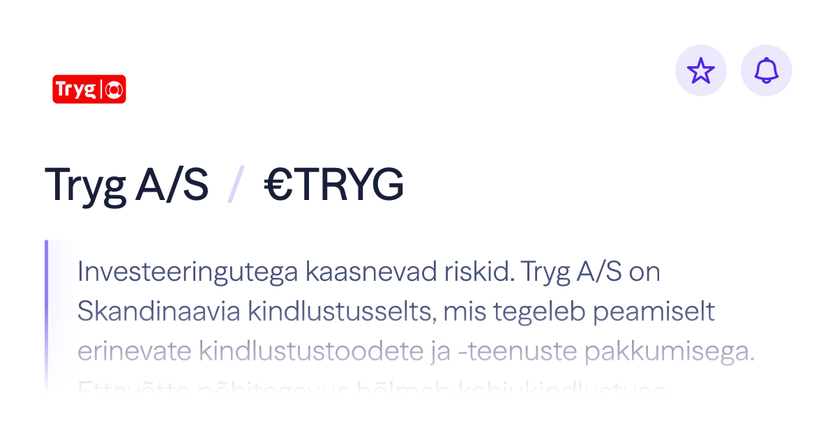 Osta Tryg A/S aktsiaid | €TRYG hinnaga | Lightyear