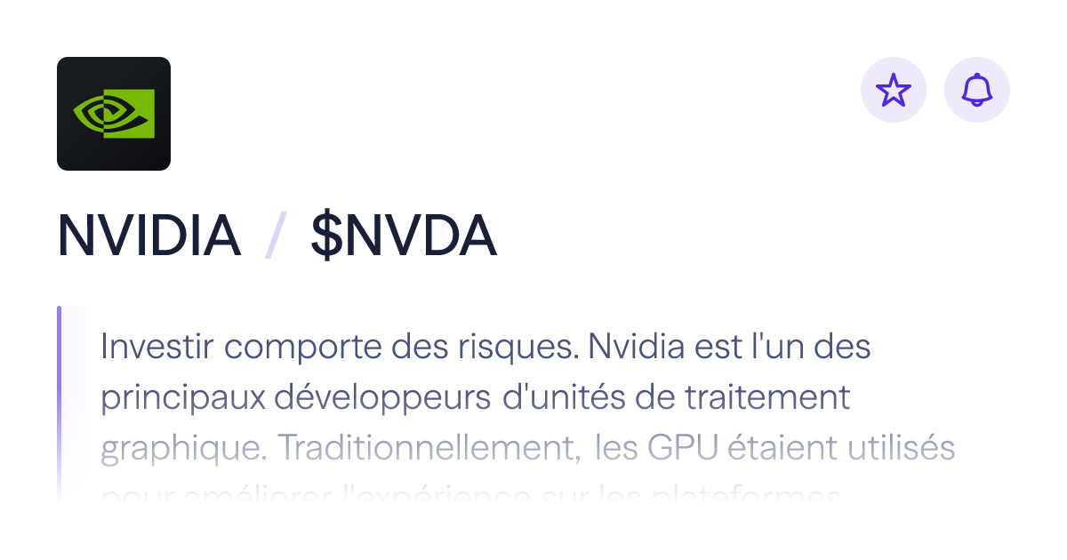 Acheter l'action NVIDIA | Cours $NVDA | Lightyear