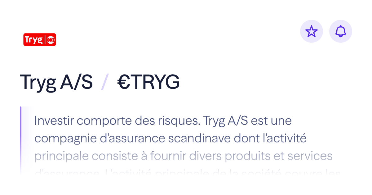 Acheter l'action Tryg A/S | Cours €TRYG | Lightyear