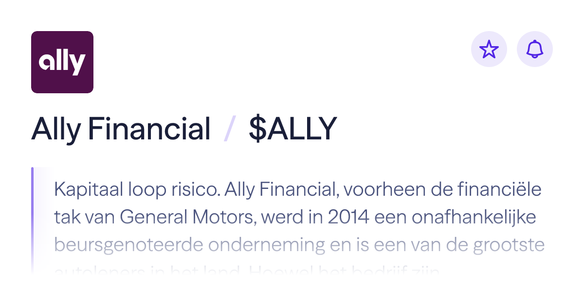 Het aandeel Ally Financial kopen | koers: $ALLY | Lightyear