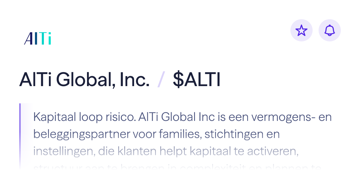 Het aandeel AlTi Global, Inc. kopen | koers: $ALTI | Lightyear