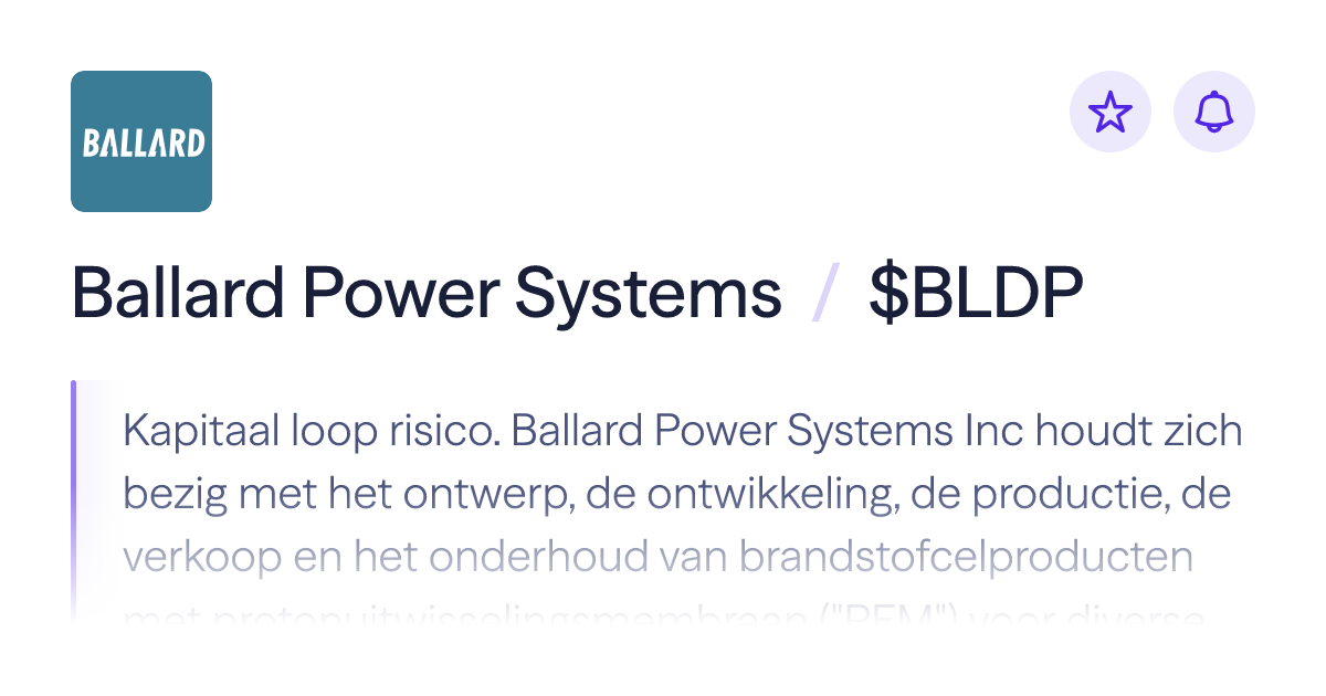 Het aandeel Ballard Power Systems kopen | koers: $BLDP | Lightyear