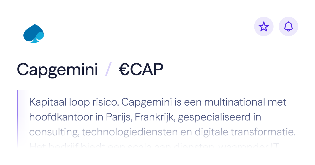 Het aandeel Capgemini kopen | koers: €CAP | Lightyear