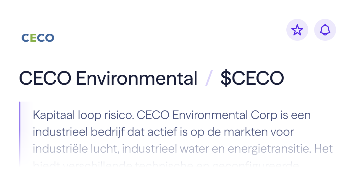 Het aandeel CECO Environmental kopen | koers: $CECO | Lightyear