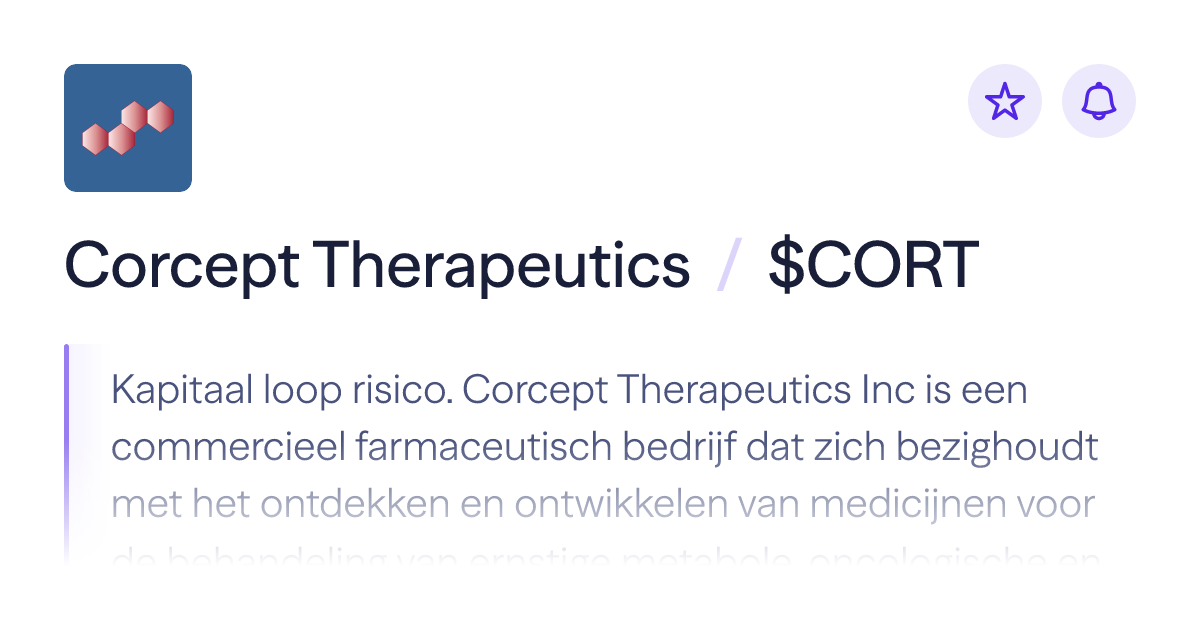 Het aandeel Corcept Therapeutics kopen | koers: $CORT | Lightyear