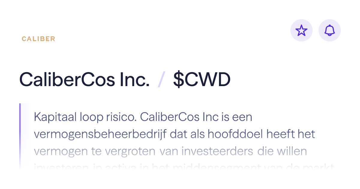 Het aandeel CaliberCos Inc. kopen | koers: $CWD | Lightyear