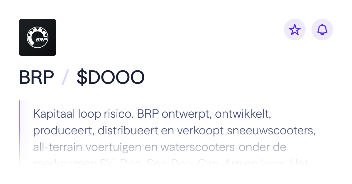 Het aandeel BRP kopen | koers: $DOOO | Lightyear