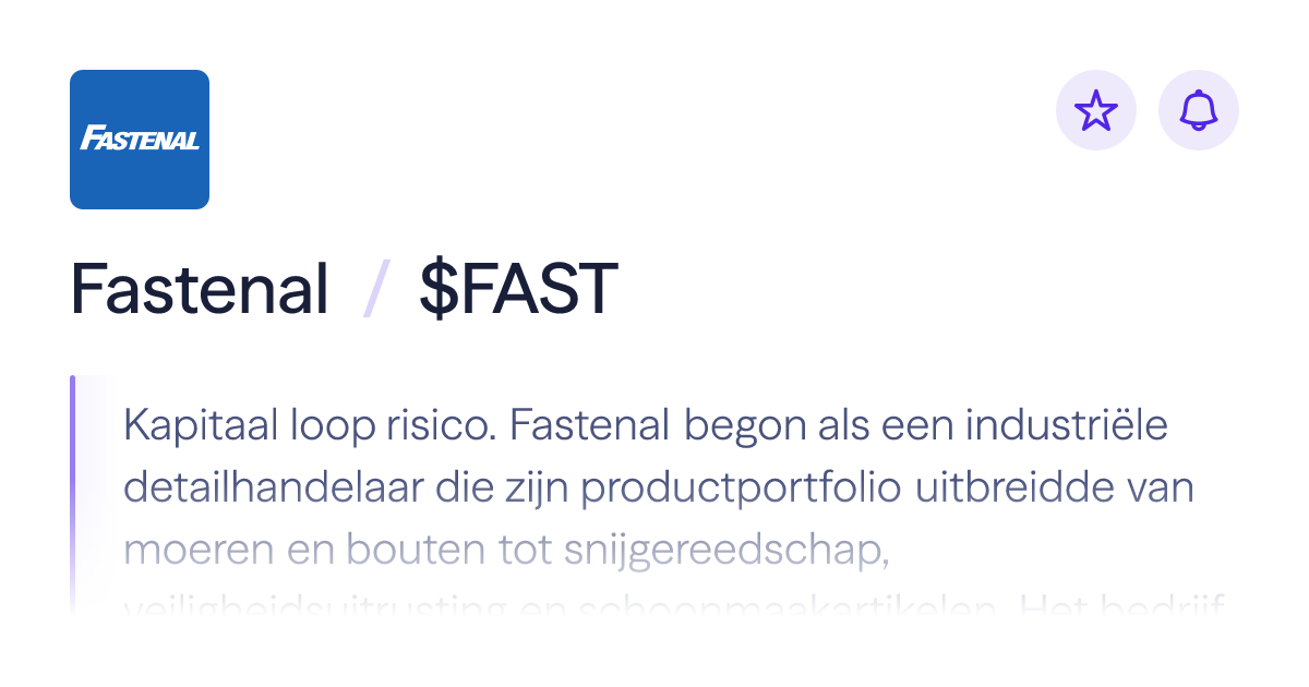 Het aandeel Fastenal kopen | koers: $FAST | Lightyear