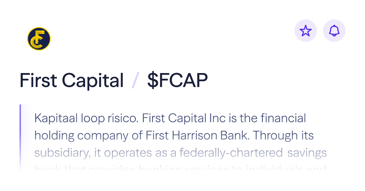 Het aandeel First Capital kopen | koers: $FCAP | Lightyear