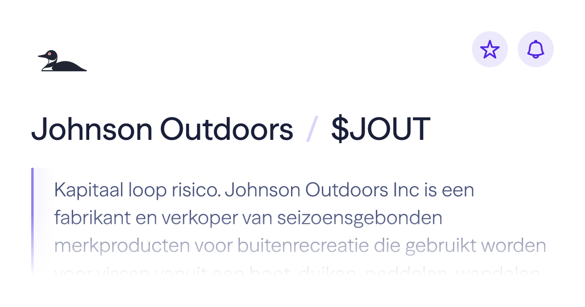 Het aandeel Johnson Outdoors kopen | koers: $JOUT | Lightyear