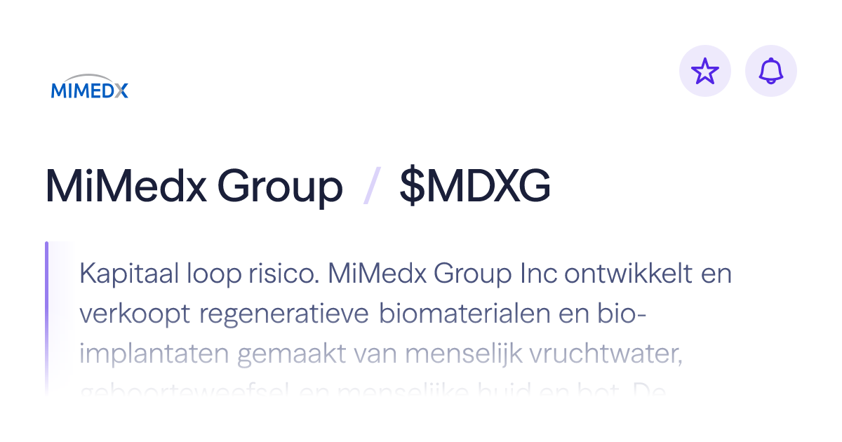 Het aandeel MiMedx Group kopen | koers: $MDXG | Lightyear