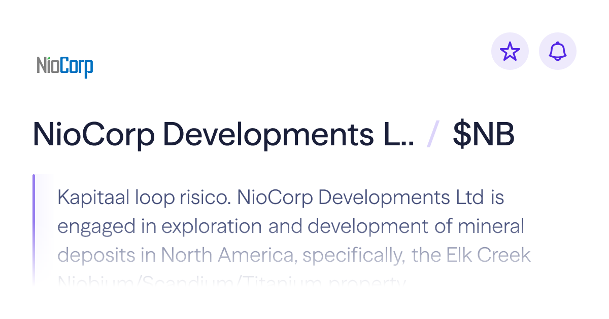 Het aandeel NioCorp Developments Ltd. kopen | koers: $NB | Lightyear