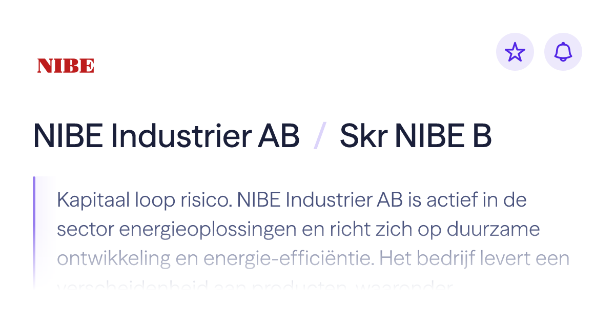 Het aandeel NIBE Industrier AB (publ) kopen | koers: SkrNIBE B | Lightyear