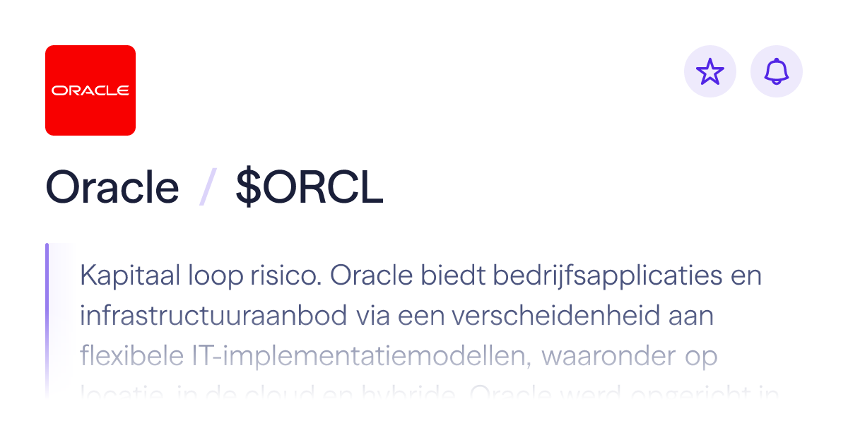 Het aandeel Oracle kopen | koers: $ORCL | Lightyear