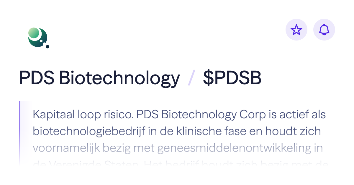 Het aandeel PDS Biotechnology kopen | koers: $PDSB | Lightyear