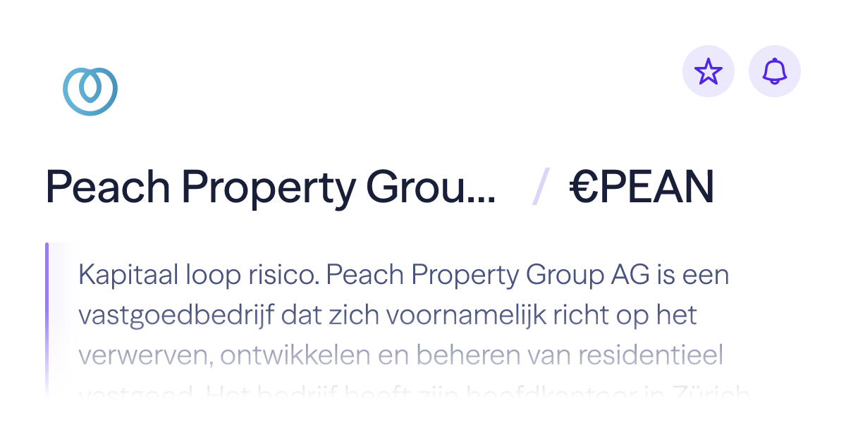 Het aandeel Peach Property Group AG kopen | koers: €PEAN | Lightyear