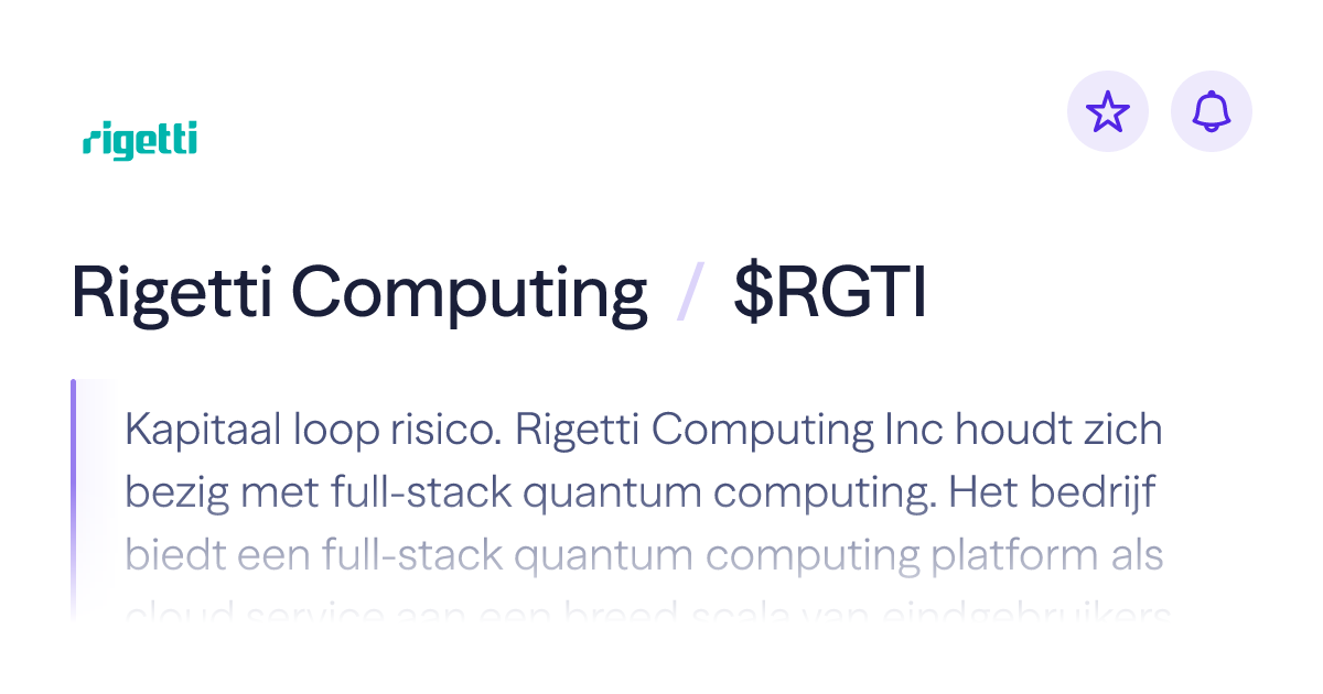 Het aandeel Rigetti Computing, Inc. Common Stock kopen | koers: $RGTI ...