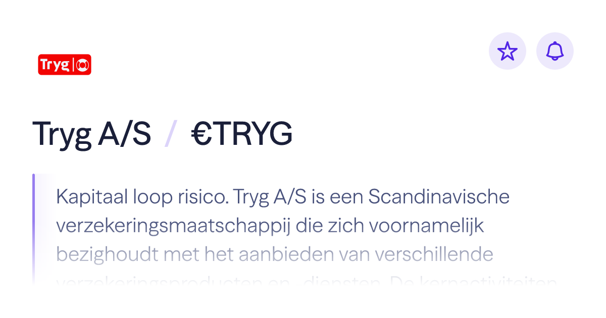 Het aandeel Tryg A/S kopen | koers: €TRYG | Lightyear