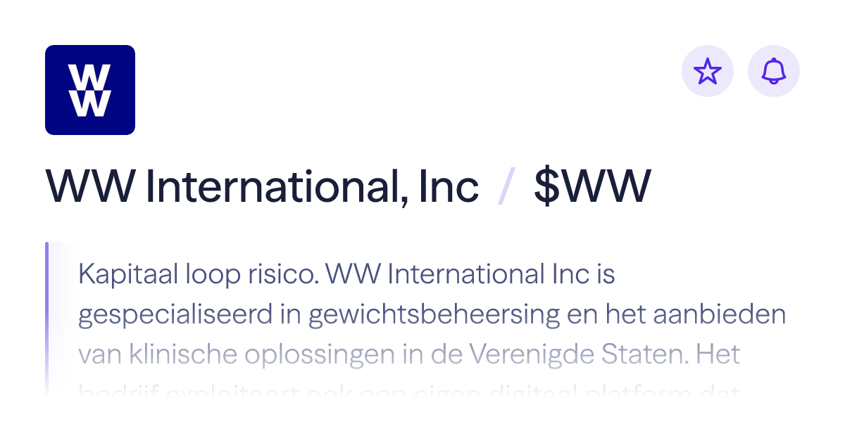 Het aandeel WW International, Inc kopen | koers: $WW | Lightyear