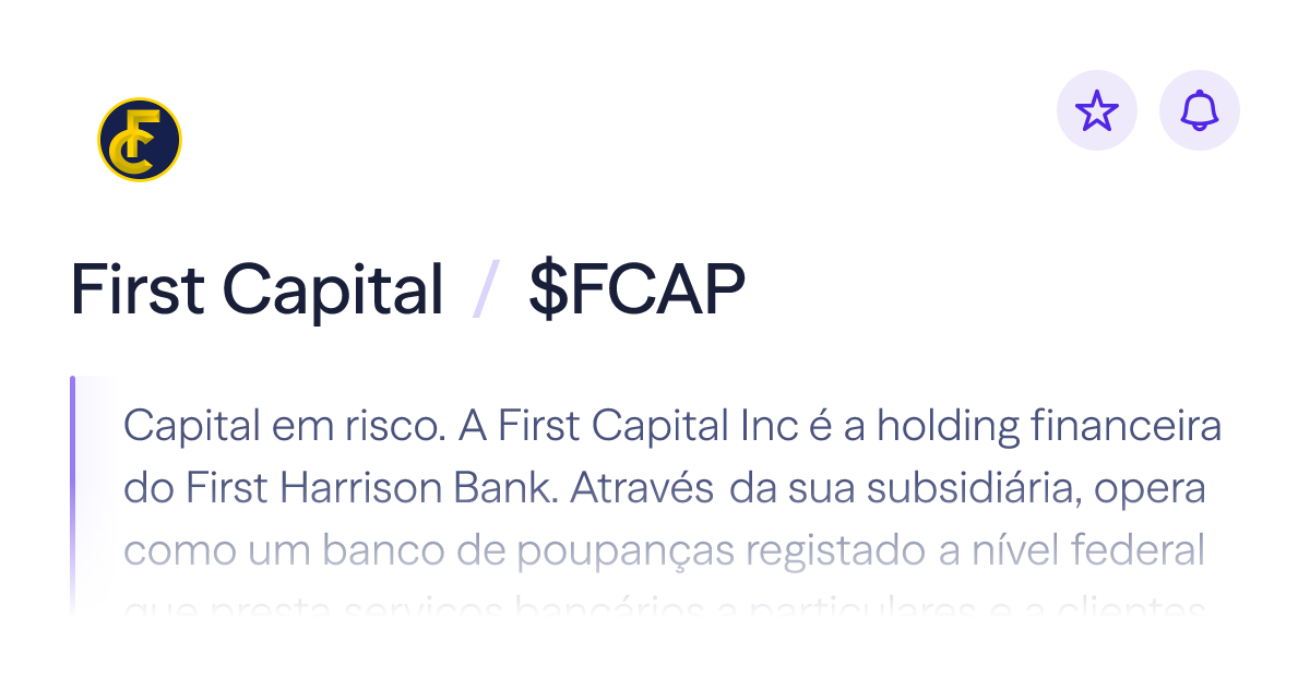 Compre ações First Capital | Preço por ação $FCAP | Lightyear