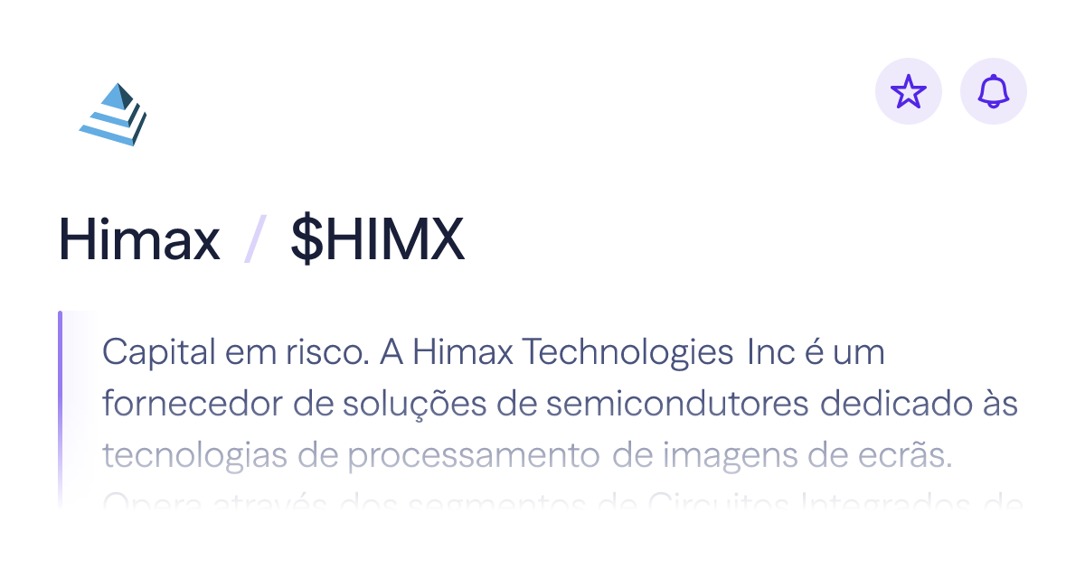 Compre ações Himax | Preço por ação $HIMX | Lightyear