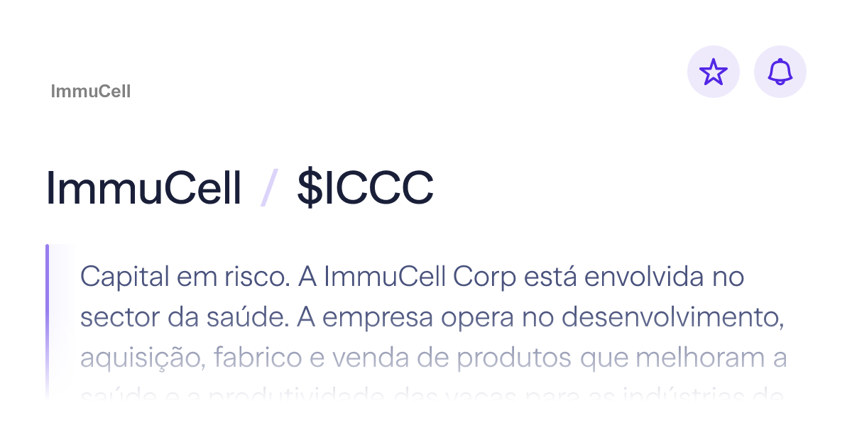 Compre ações ImmuCell | Preço por ação $ICCC | Lightyear