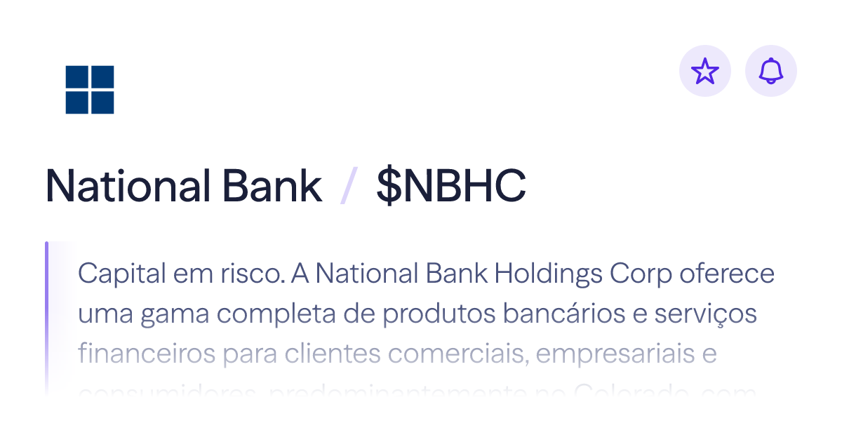 Compre ações National Bank | Preço por ação $NBHC | Lightyear